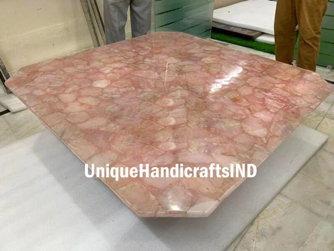 Handmade Square Rose Quartz Table Top: Crystal Healing Home Decor - Etsy