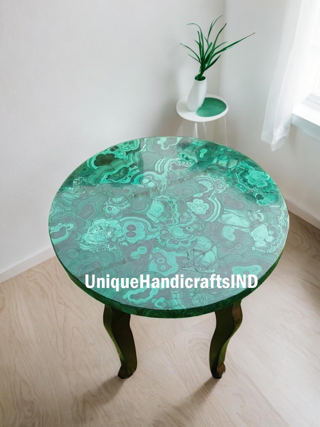 Handmade Malachite Round Table Top: Stone Arts Centerpiece - Etsy