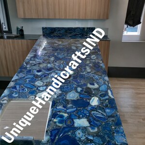 Custom Blue Agate Kitchen Countertop Slab: Handmade Geode Island - Etsy