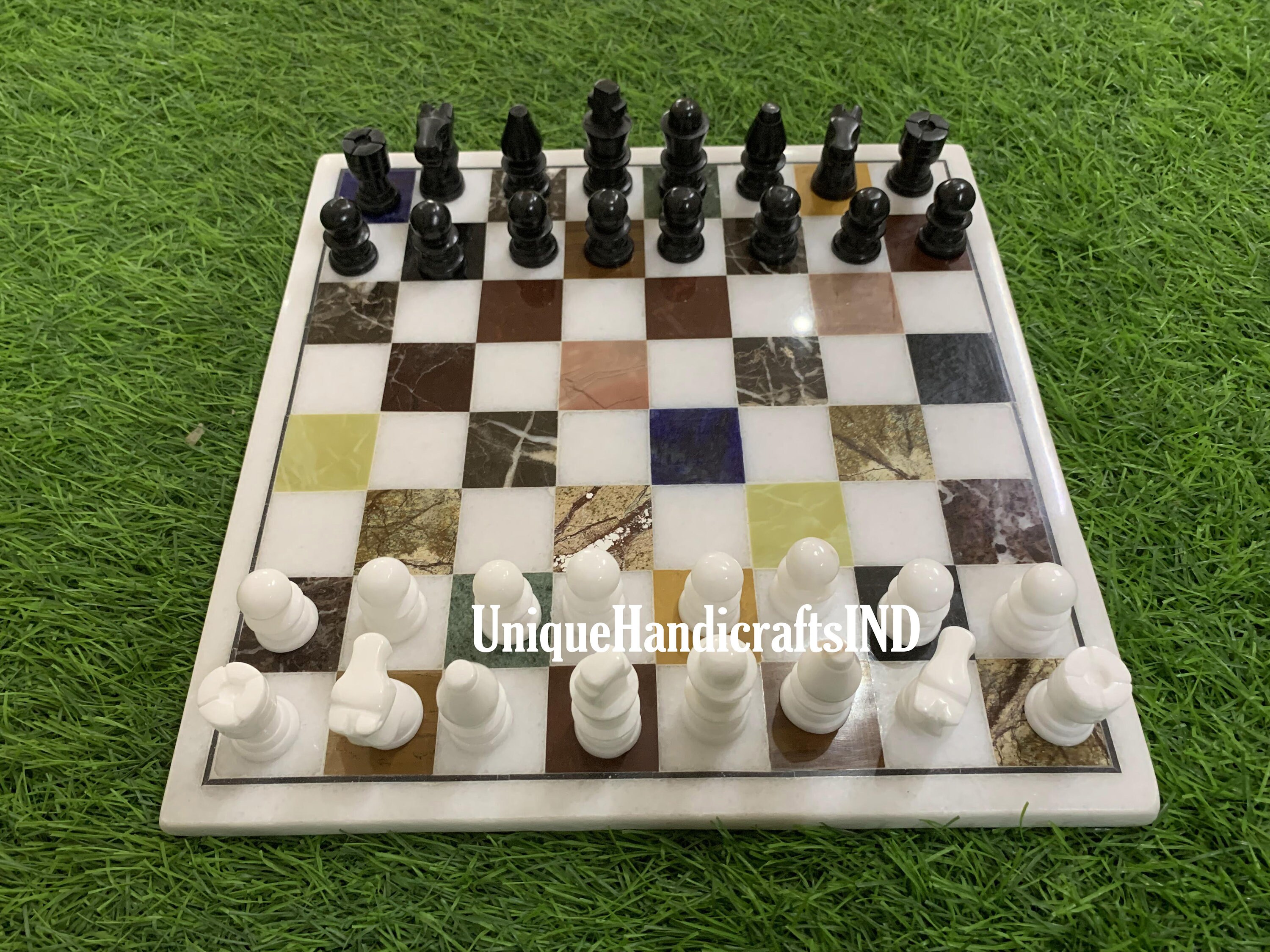 Marble Chess Set: Handmade Multi Stone Mosaic Art - Etsy