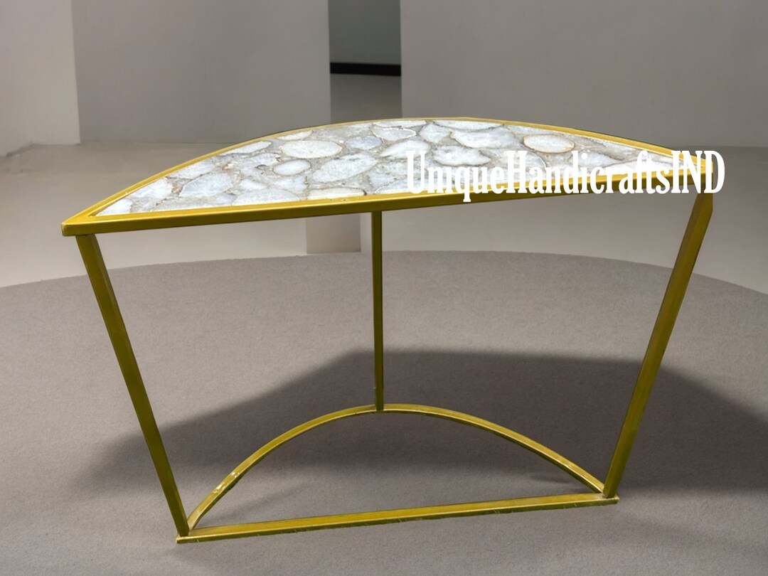 C-shaped Agate Table Top: Natural Stone Accent Table - Etsy