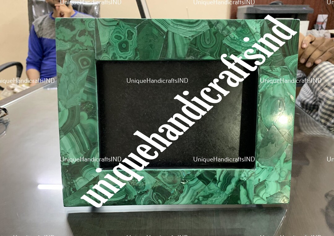 Marble Photo Frame Semi Precious Stone Malachite Pietra Dura Inlay Art ...