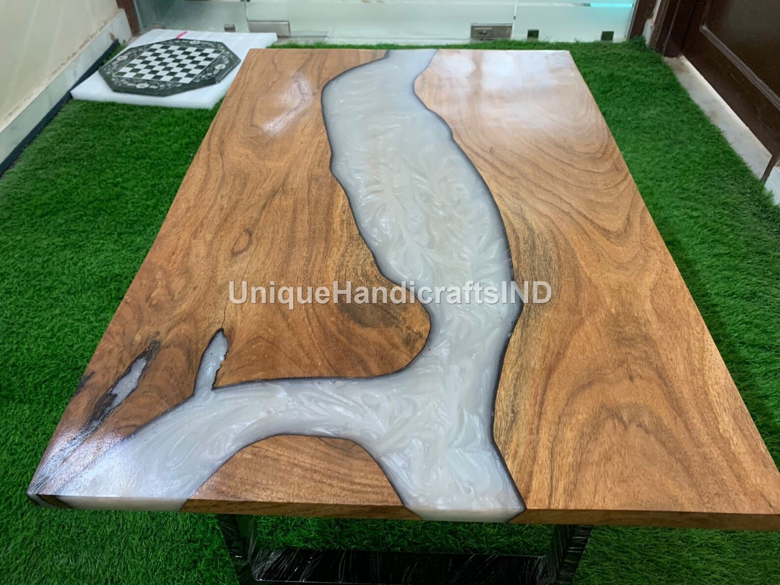 Handmade Gray Epoxy Coffee Table: Farmhouse Wood Resin Table - Etsy