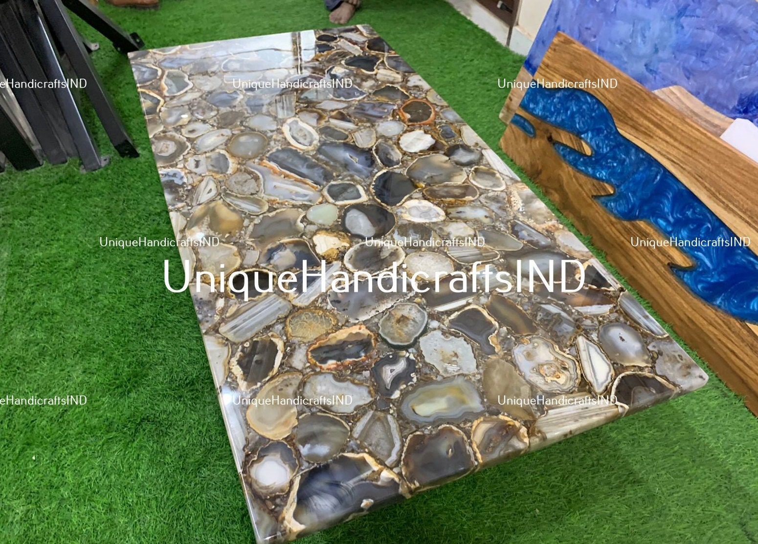 Wild Geode Agate Coffee Table: Handmade Gemstone Center Table - Etsy