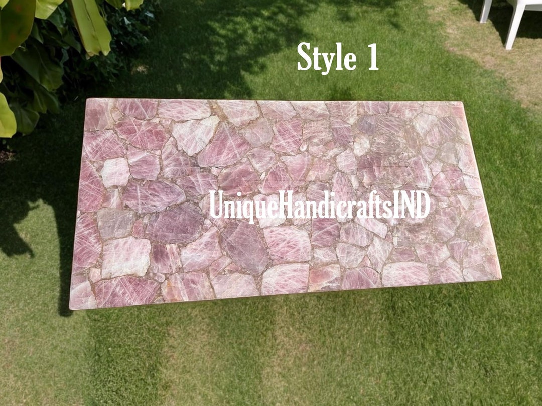 Pink Rose Quartz Countertop Slab: Handmade Agate Stone Table Top - Etsy