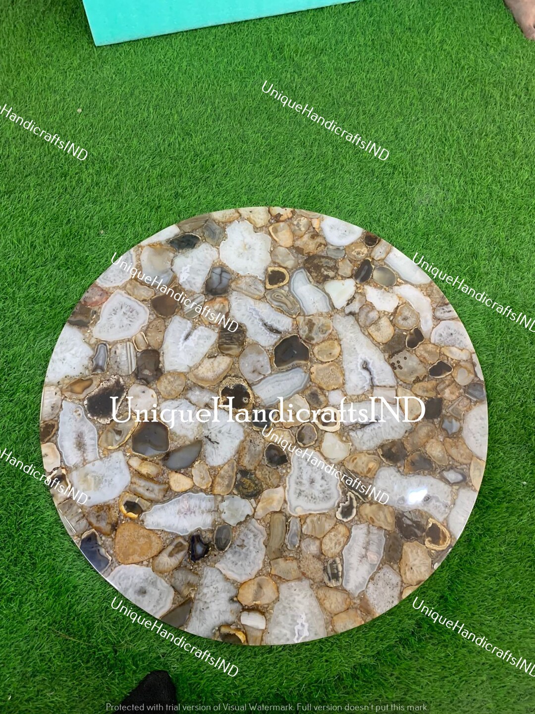 Handmade Agate Mosaic Table Top: Stone Coffee Table Decor - Etsy