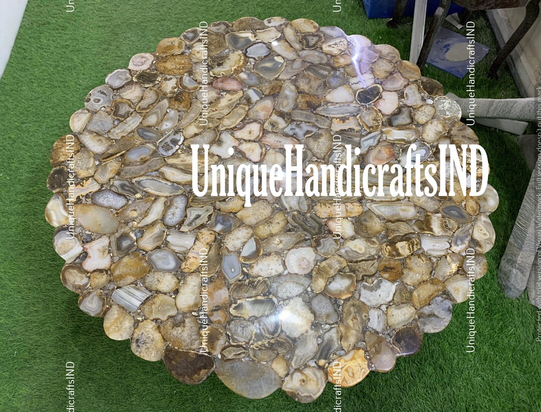 Agate Dining Table Top, Live Edge Agate Vanity Top, Natural Handmade ...
