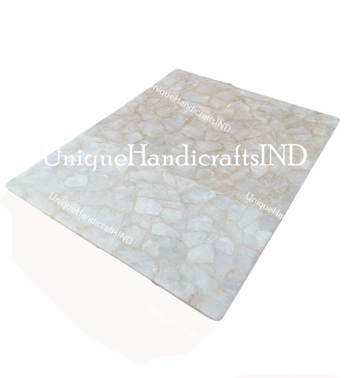 White Quartz Dining / Kitchen Counter Table Top Handmade Natural Stones ...