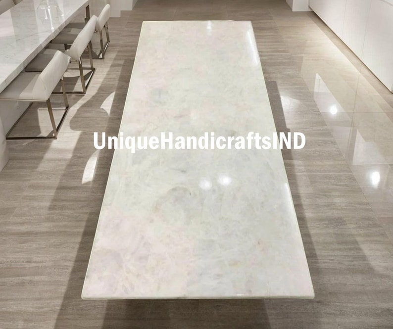 White Quartz Dining Table Top: Natural Agate Center Table - Etsy