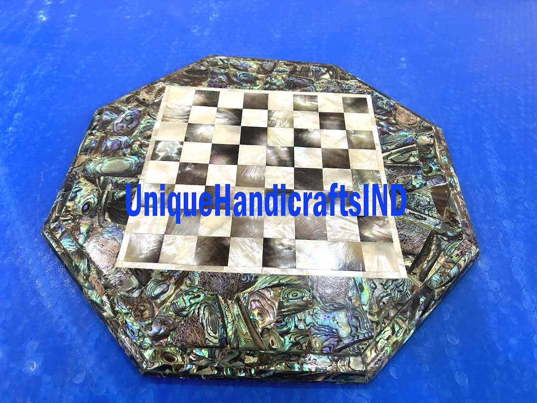 Handmade Marble Chess Board Table: Paua Shell Inlay - Etsy