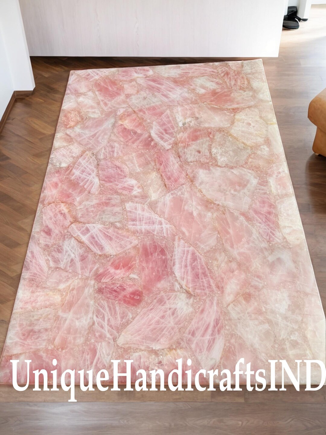 Handmade Rose Quartz Slab: Custom Countertop, Vanity Top - Etsy