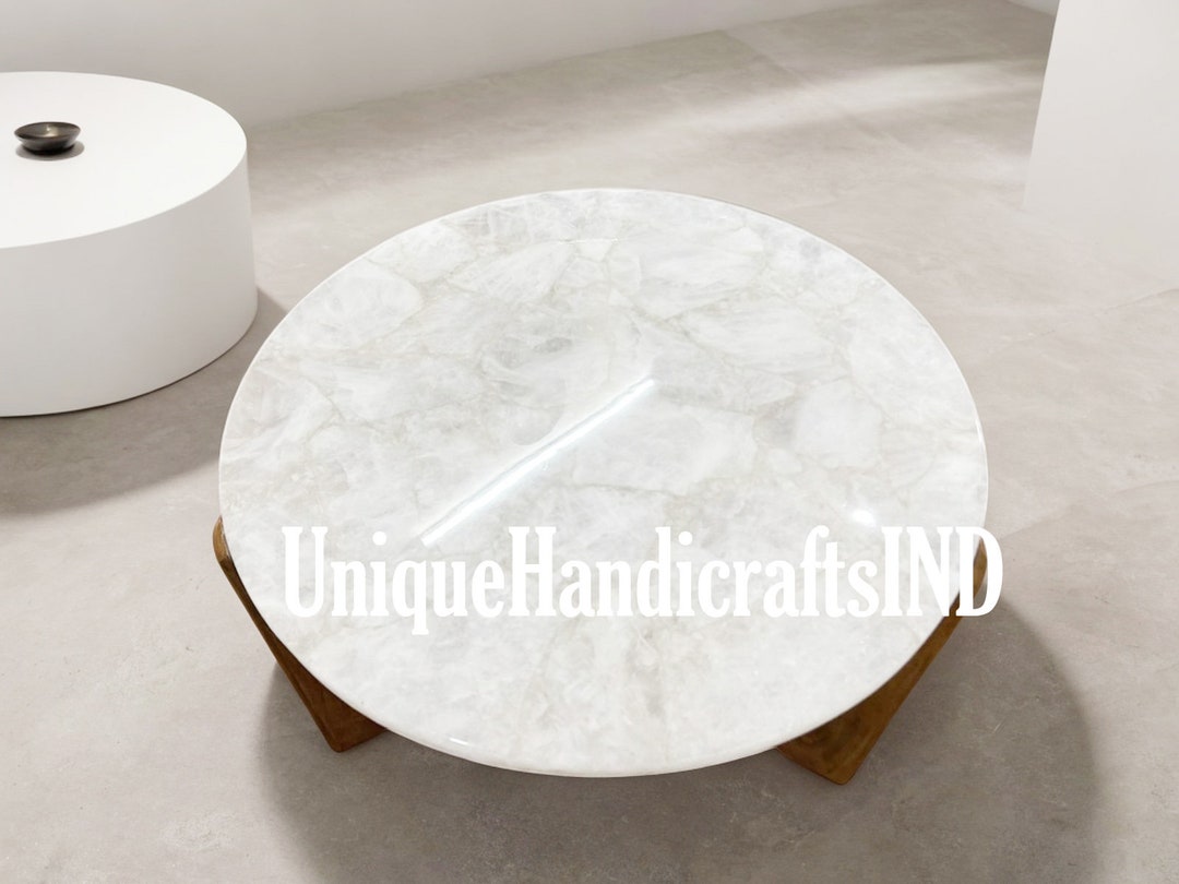 White Quartz Round Center Table Top / Natural Quartz Table Top / Quartz ...