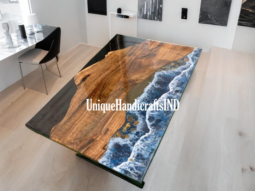 Ocean Wave Table / Custom Order Epoxy Resin Table / Farmhouse Dining ...