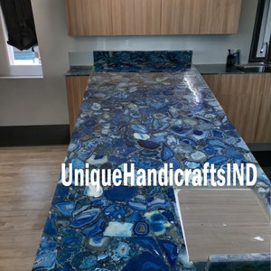 Custom Blue Agate Kitchen Countertop Slab: Handmade Geode Island - Etsy