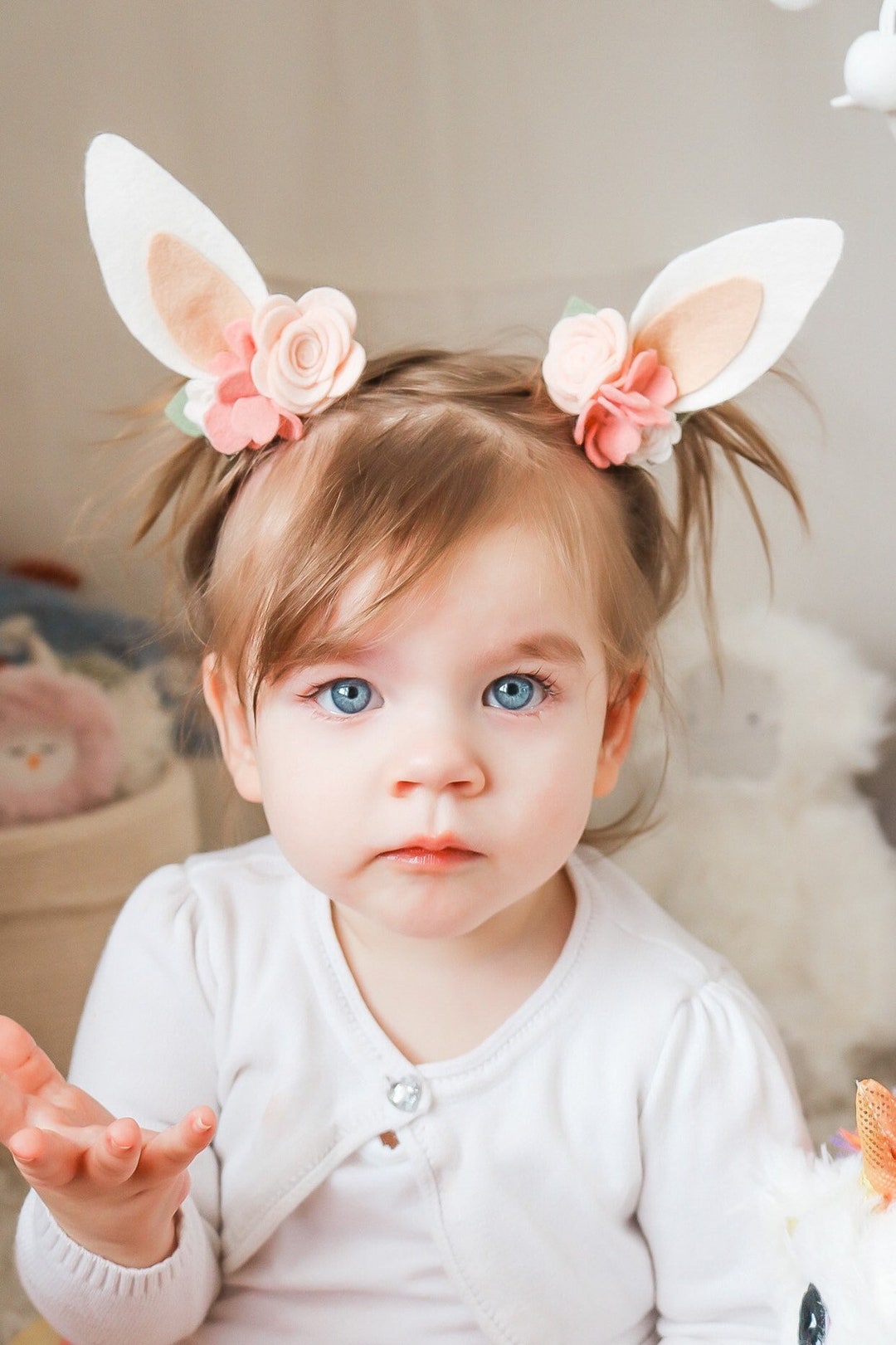 Bunny Ear Clips Blush Bunny Ears Easter Hair Clips Etsy