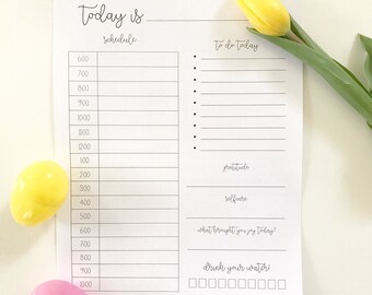 Daily Planner Notepad Stationary Day Planner Hourly Planner Goals ...