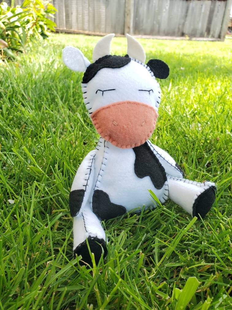 Felt Cow Plushy - Hand Stitched - Etsy