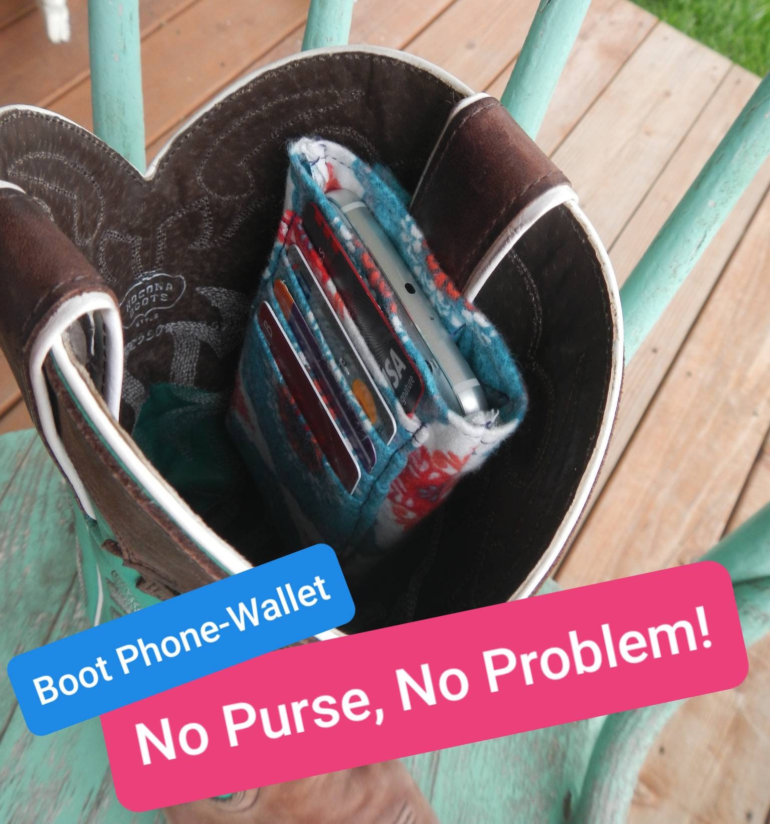 Boot Phone-Wallet clips inside your boot Important Sizing | Etsy