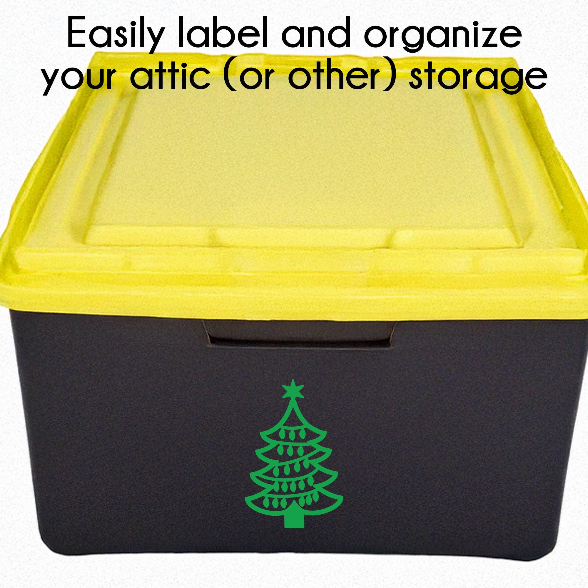Christmas Storage Bin Labels With Icons, Holiday Organization Decals, 5 ...