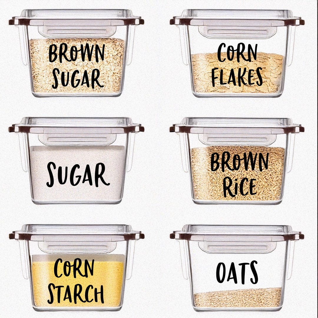 Baking Ingredient Labels | Pantry Organization | Kitchen Decals | Vinyl ...