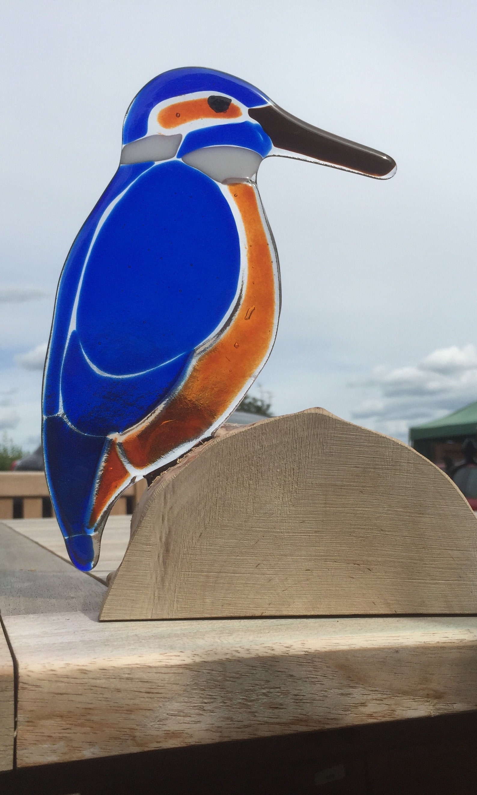 Fused Glass Kingfisher on Log - Etsy
