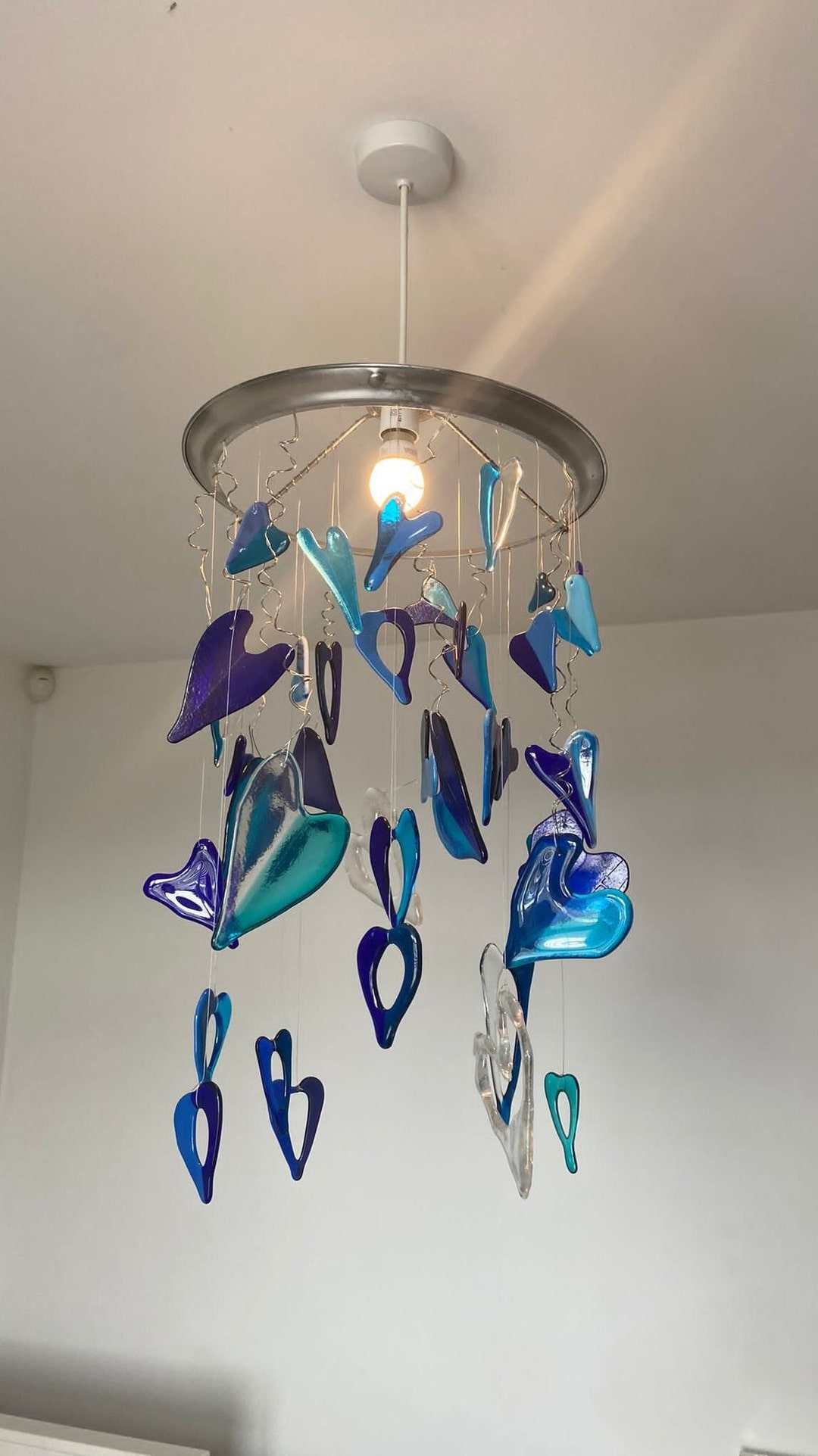 Ceiling Lamp Shade, Blue Glass, Chandelier - Etsy