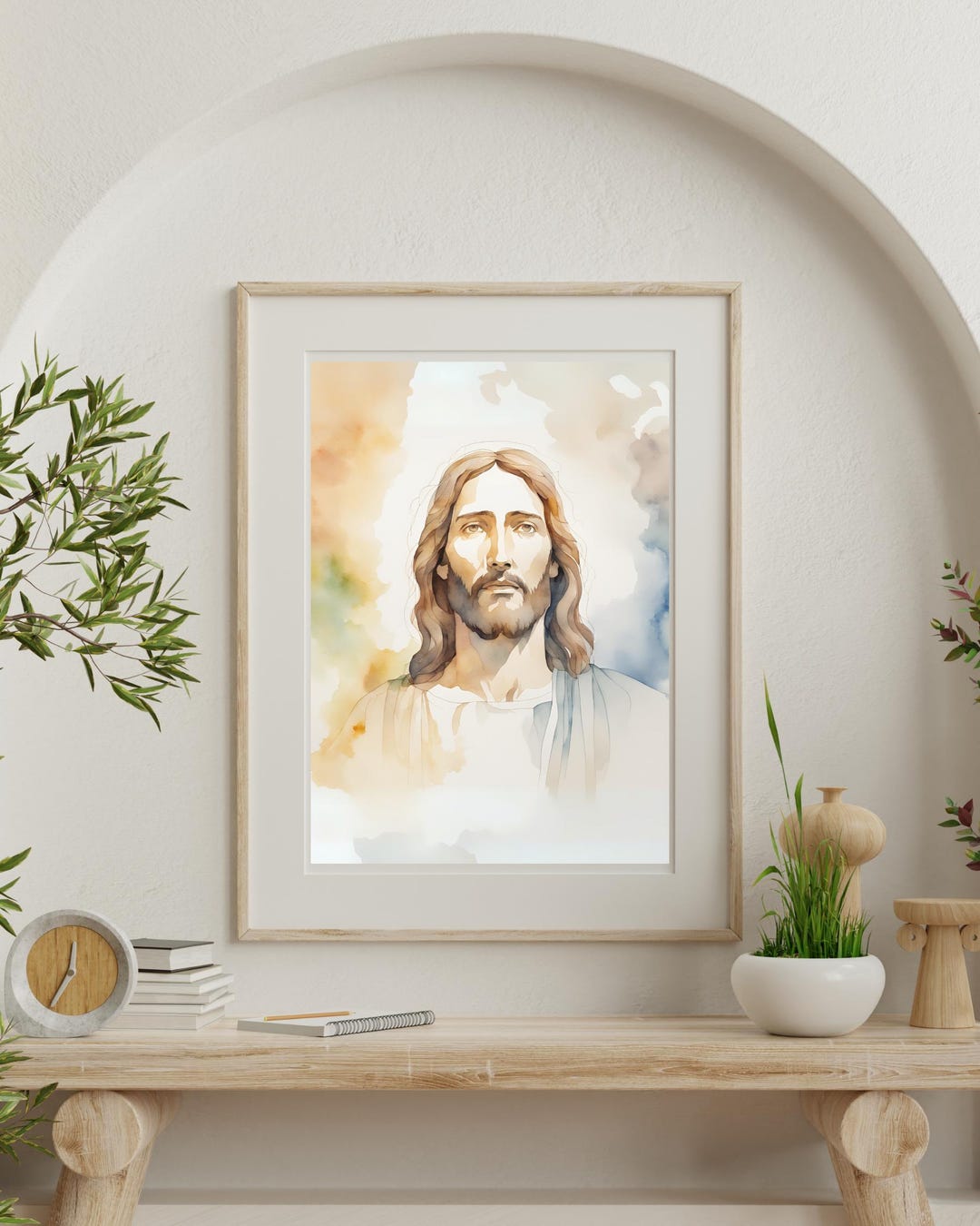 Watercolor Style Portrait of Jesus Christ (4x6, 5x7, 8x10, 11x14, 16x20 ...