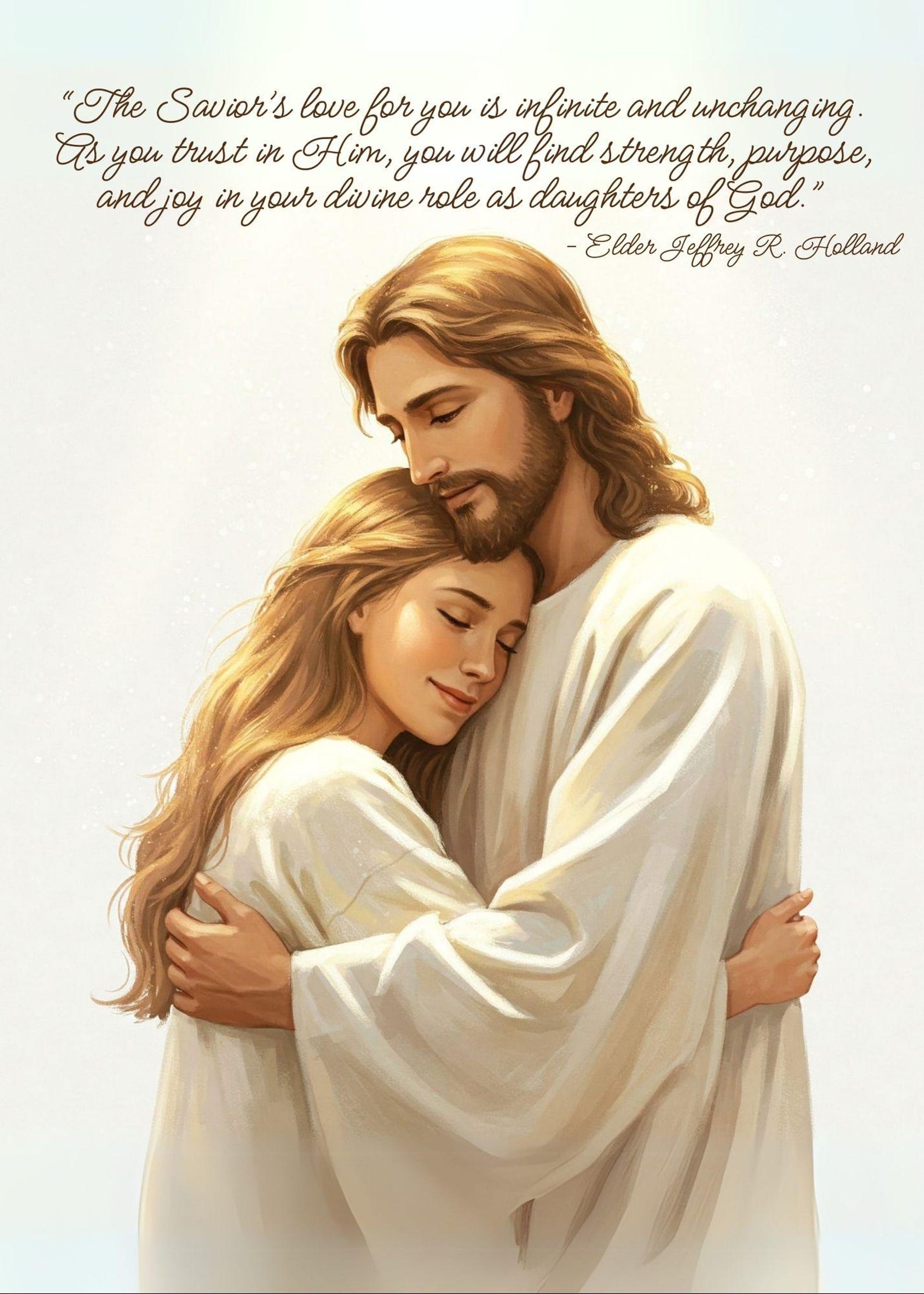 Jesus Christ Hugging a Young Girl- Christian Art Print | 5x7 & 8x10 | Optional Quote About ...
