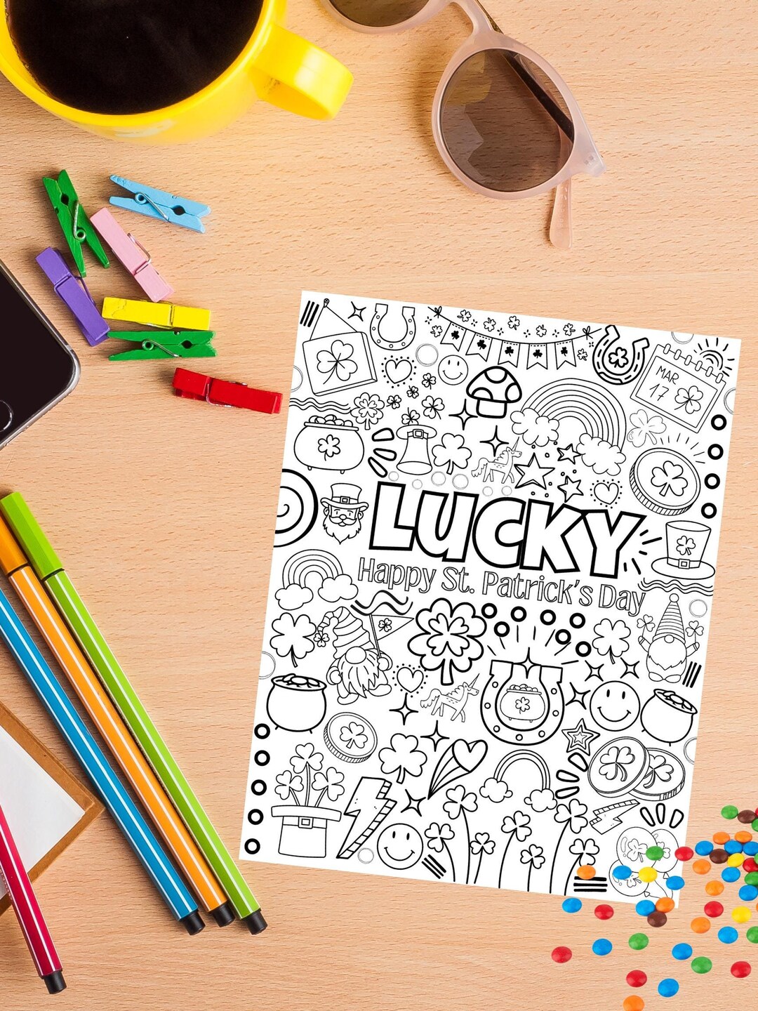 St. Patricks Day Holiday Coloring Page - Easy to Print, 8.5x11 ...