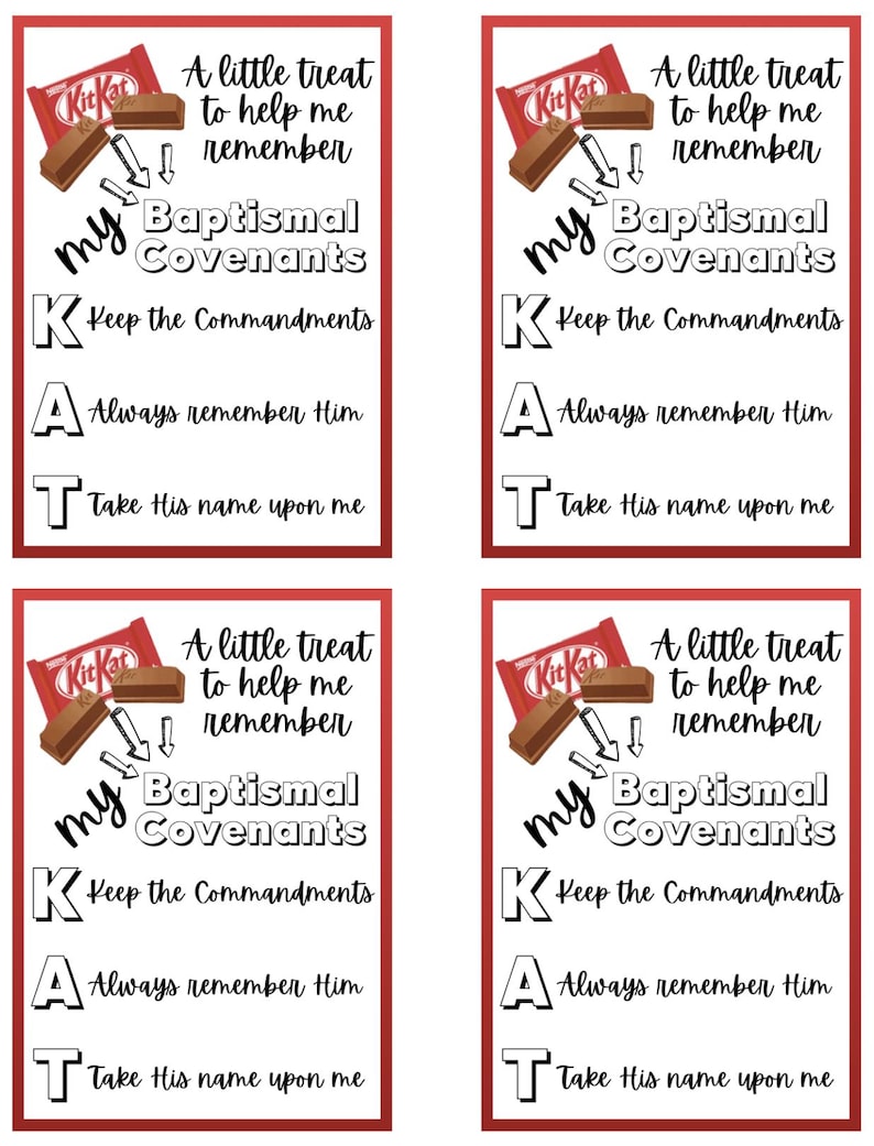 Kit Kat Baptismal Covenant Tag - Etsy
