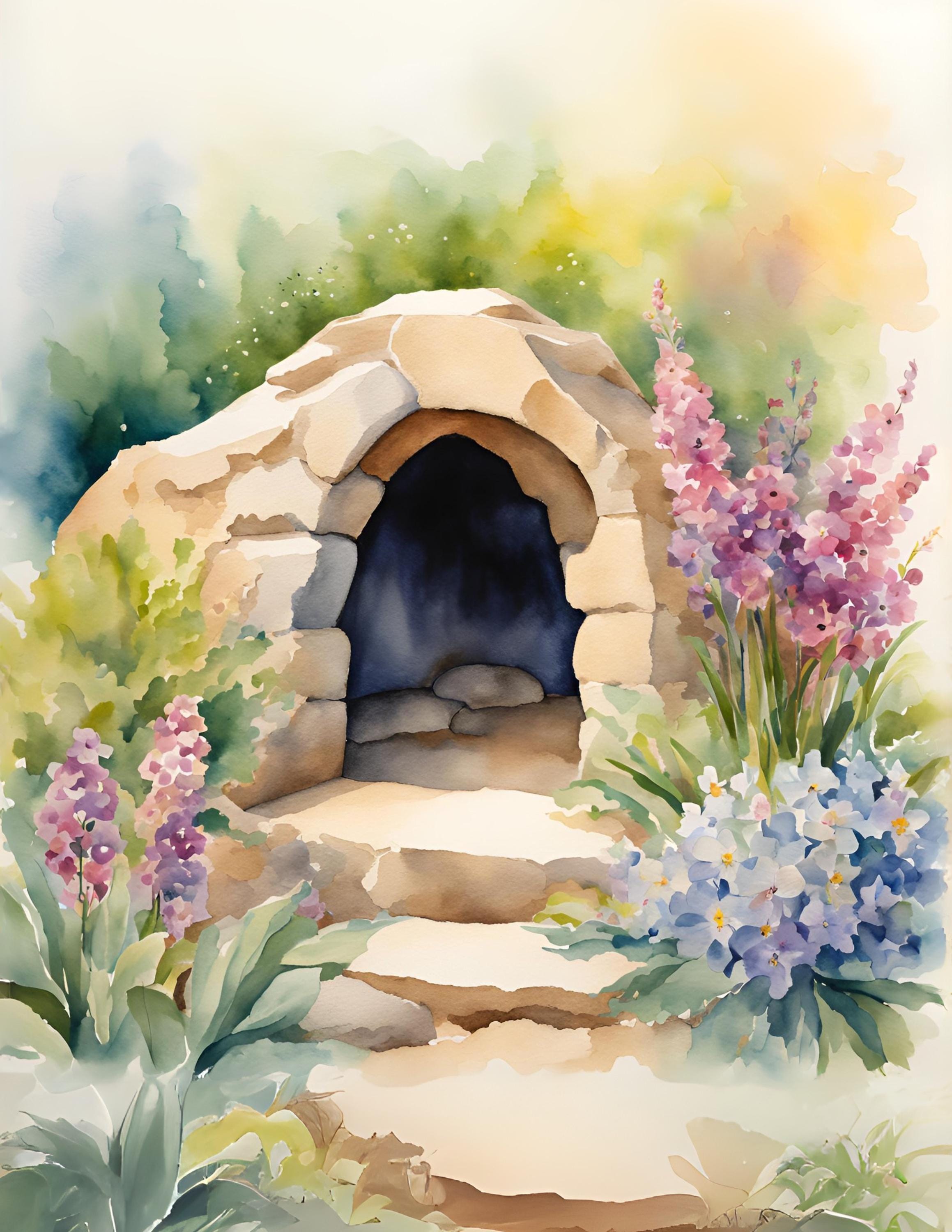 Easter Empty Tomb Watercolor Art Print (digital Download) - Etsy