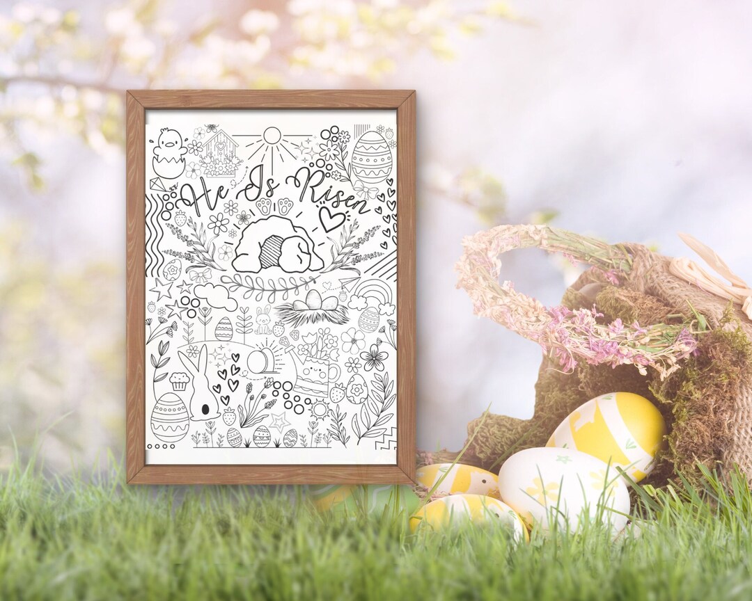 He is Risen, Easter Coloring Page - Easy Printable - Etsy