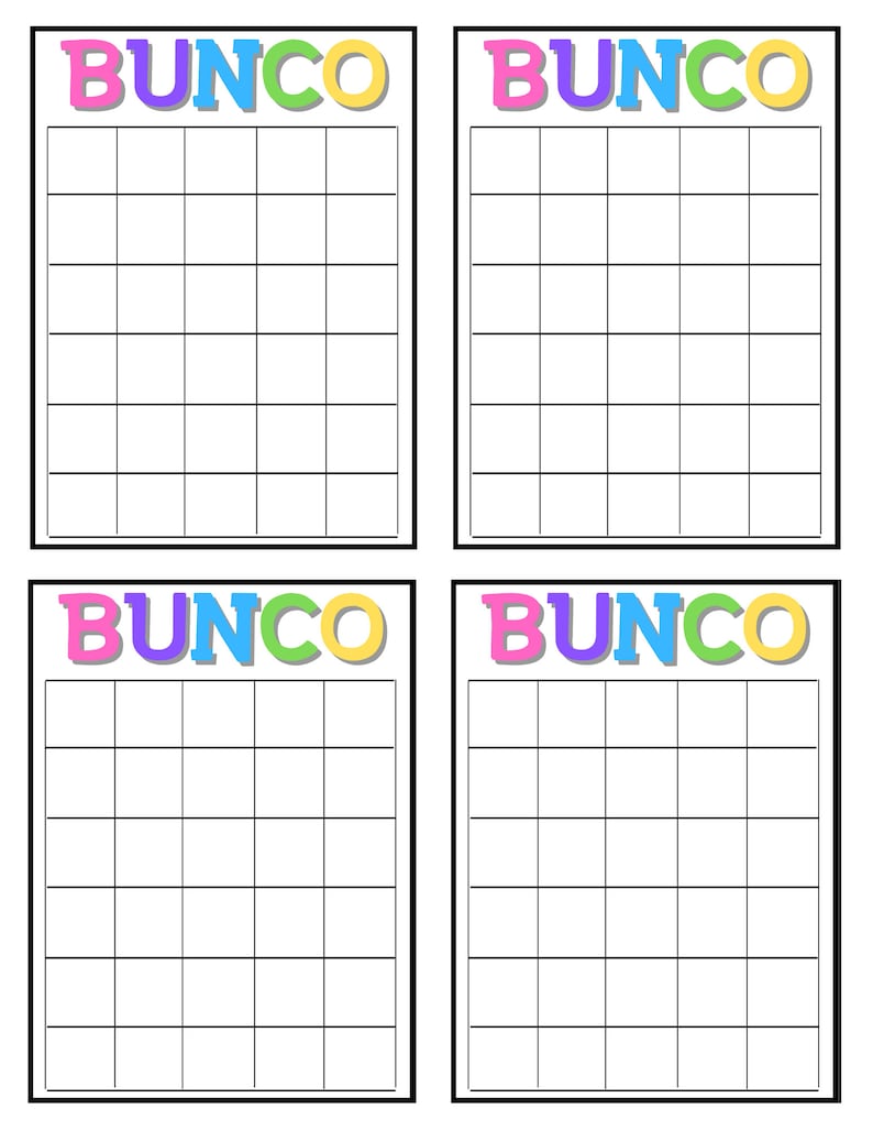 Bunco Score Card, Bunco Card, Bunco Game Card - Etsy
