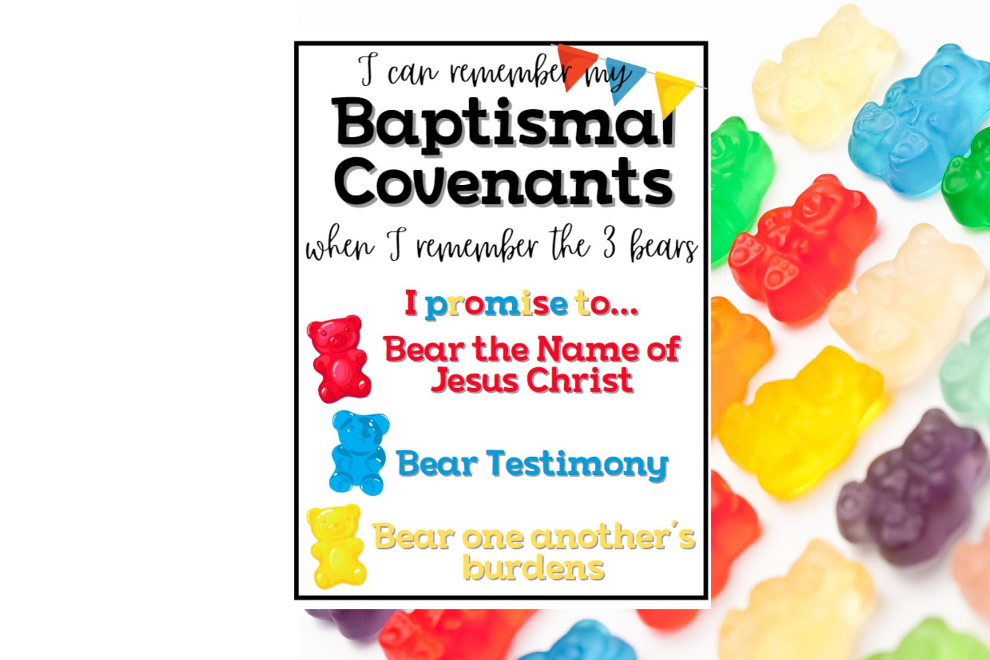 LDS Baptism Treat Tag, Gummy Bear Covenants Handout (instant Download ...