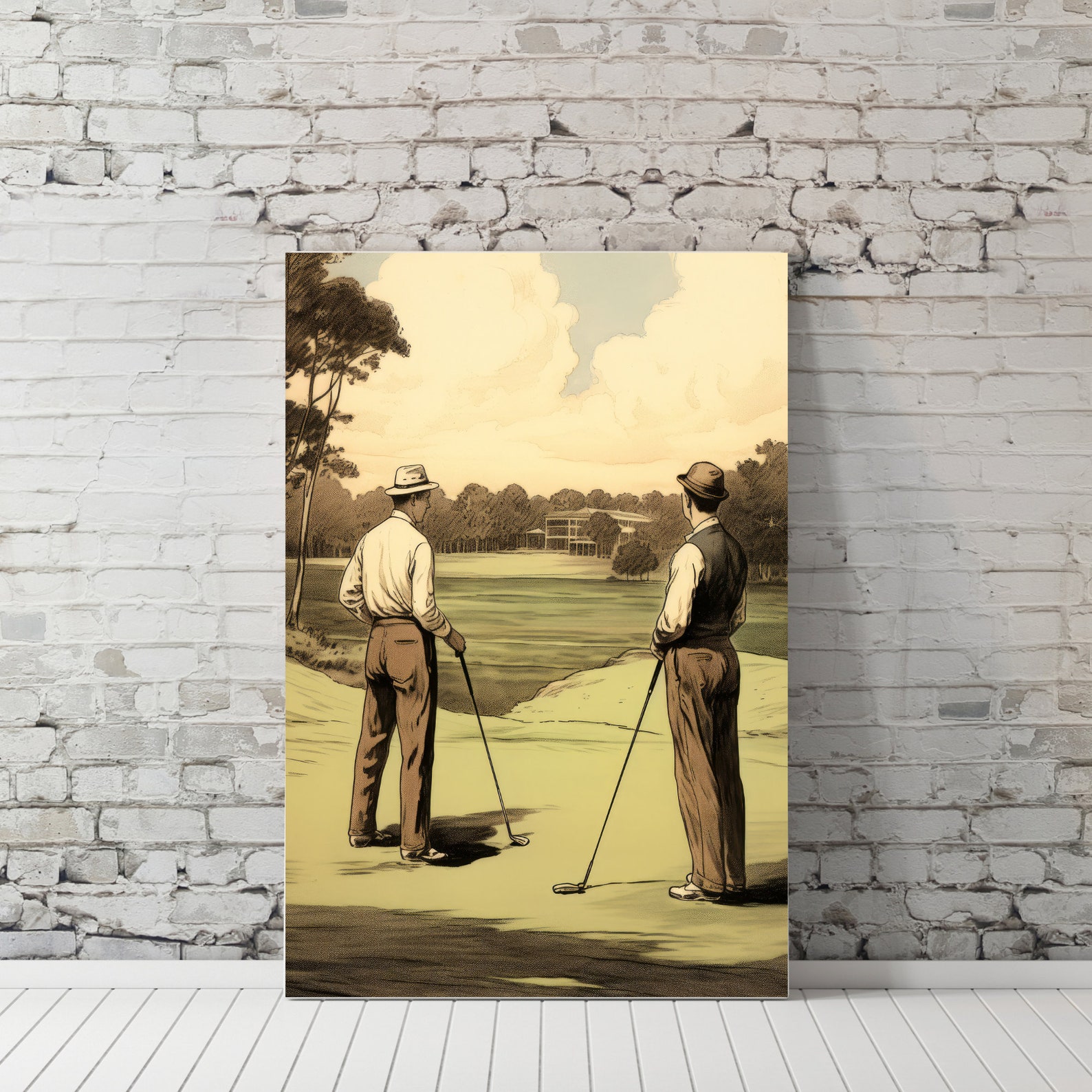 Poster of Vintage Golfing Gentlemen - Elegance on the Greens, Timeless ...