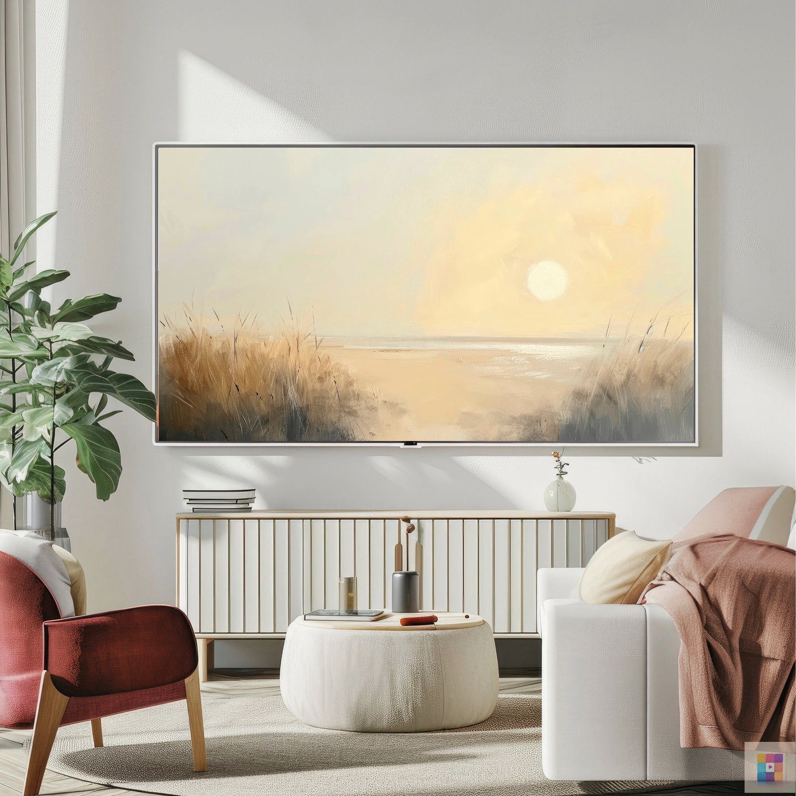 Samsung Frame Art | Coastal Serenity | Serene Beachscape | Minimalist ...