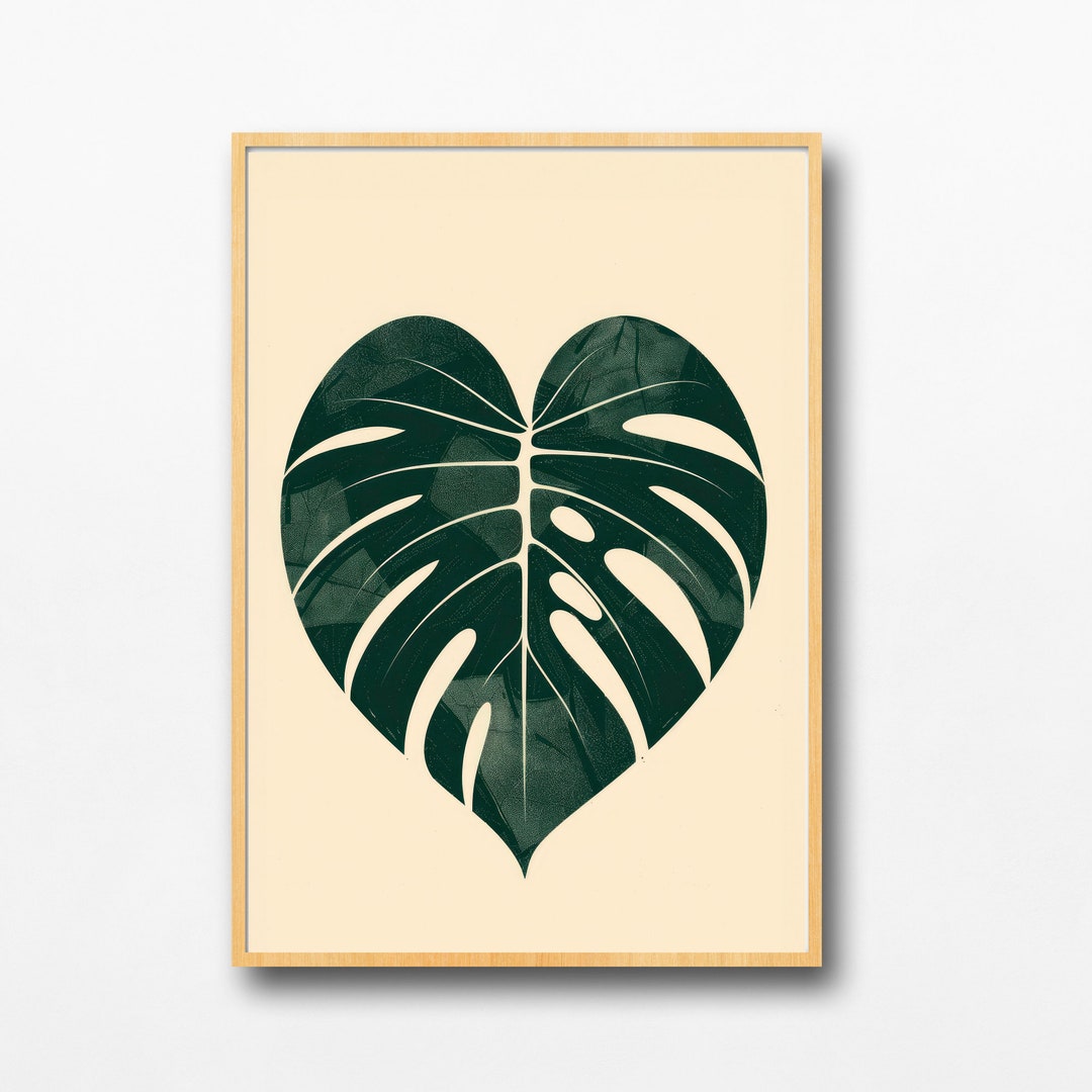 Poster of Heart-shaped Monstera Leaf - Love-inspired Botanical Digital ...