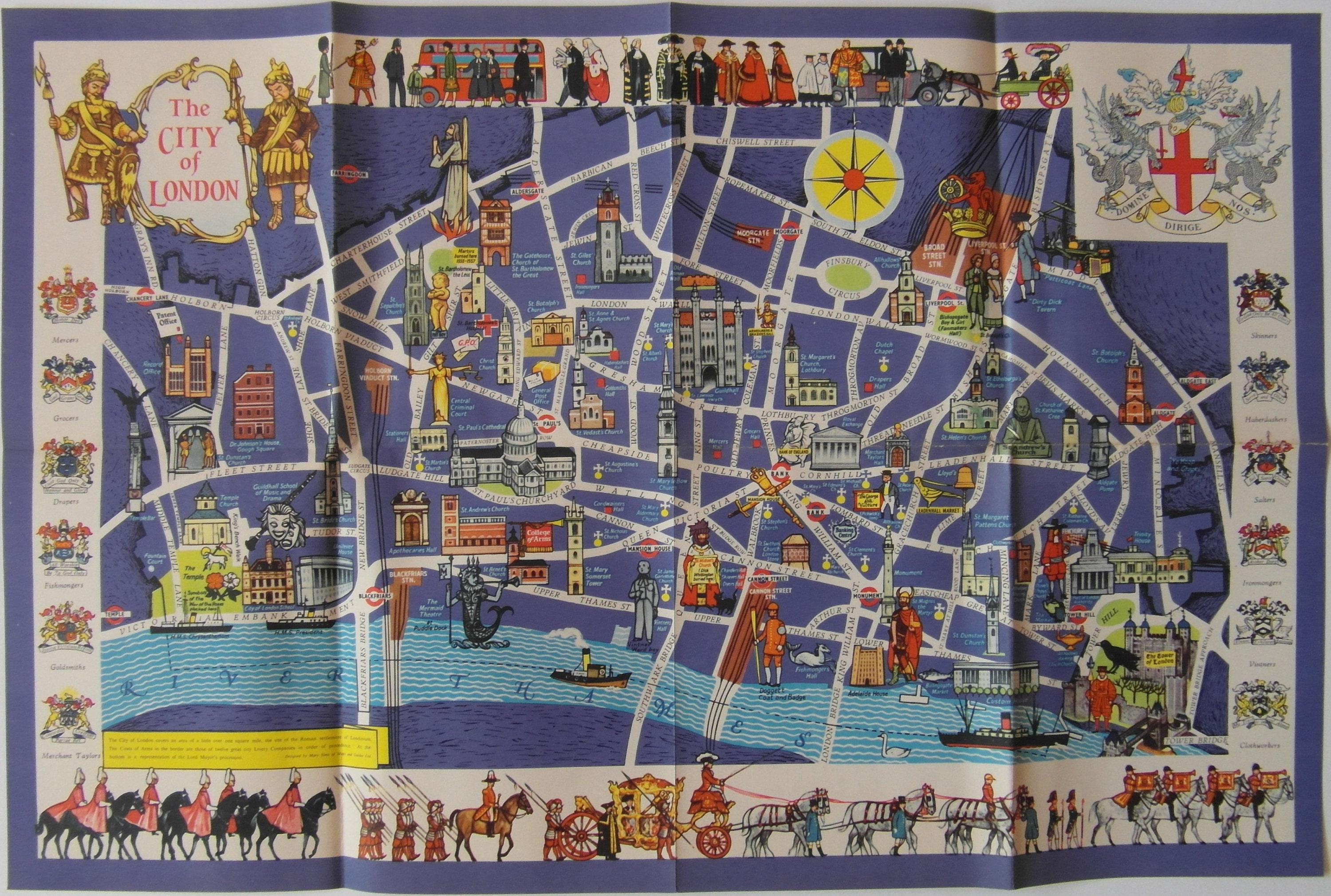 Original C1960 Pictorial Map of the City of London - Etsy