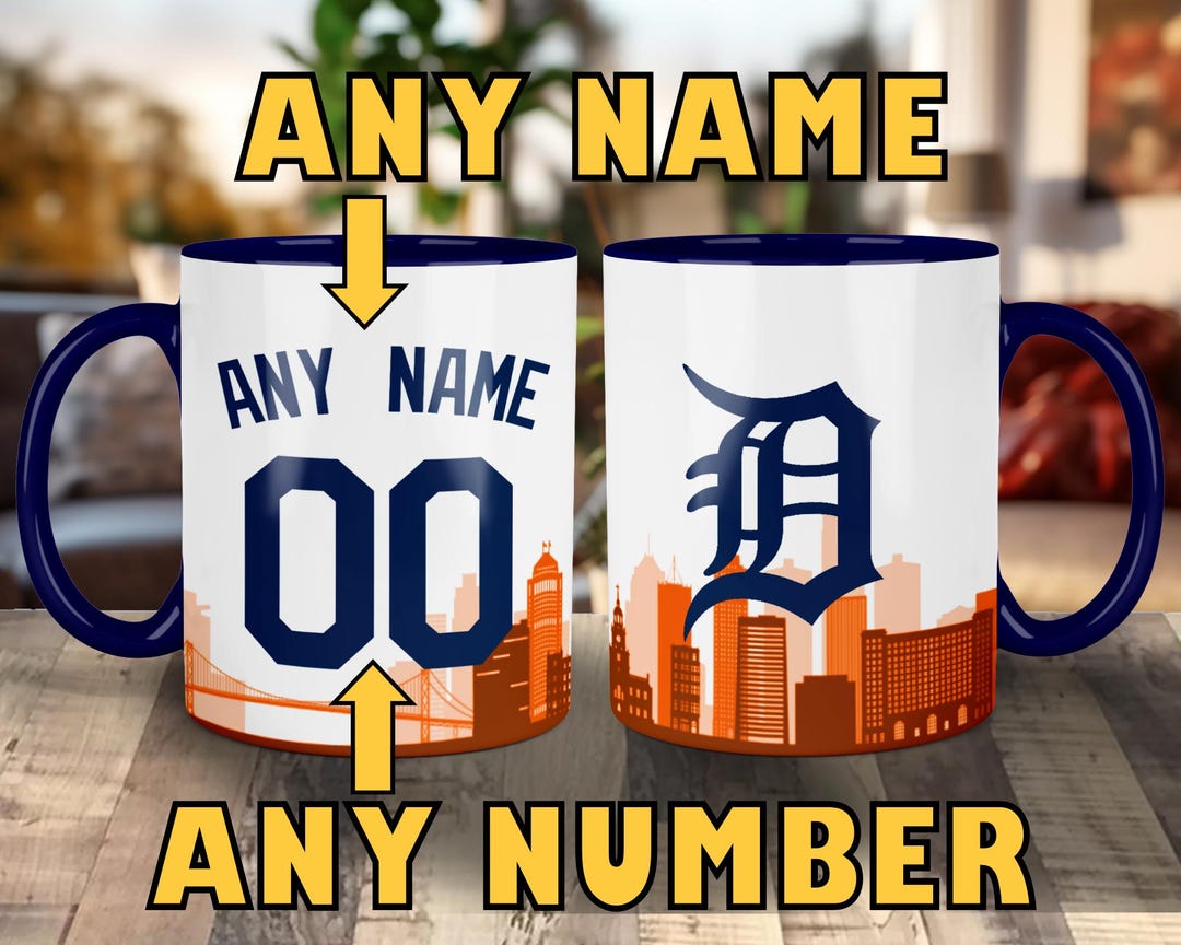 CUSTOMIZABLE Detroit Tigers Custom City Skyline Jersey Mug - Any Name ...