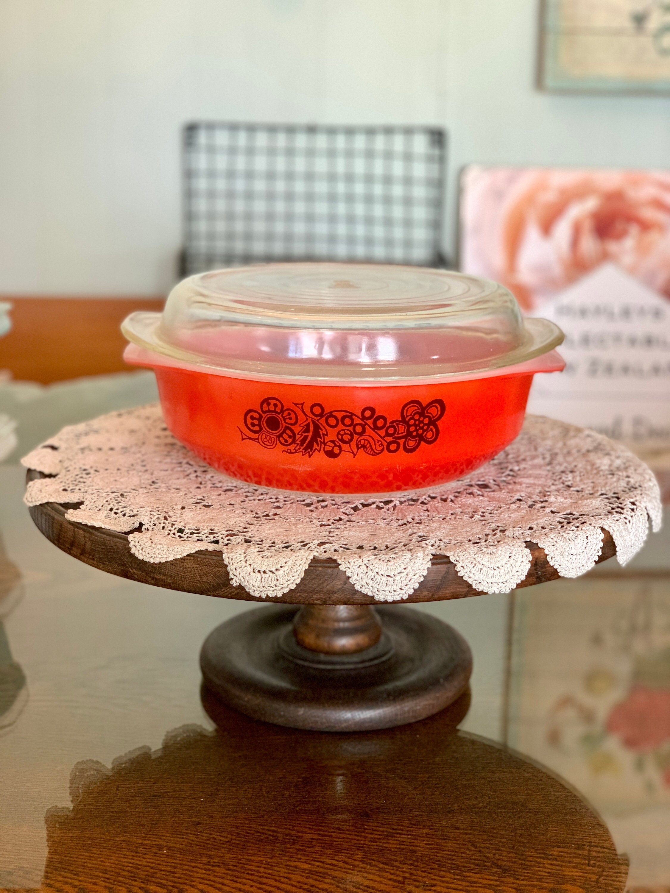 Agee Pyrex Hot Poppy Round Casserole w/ Lid - munimoro.gob.pe