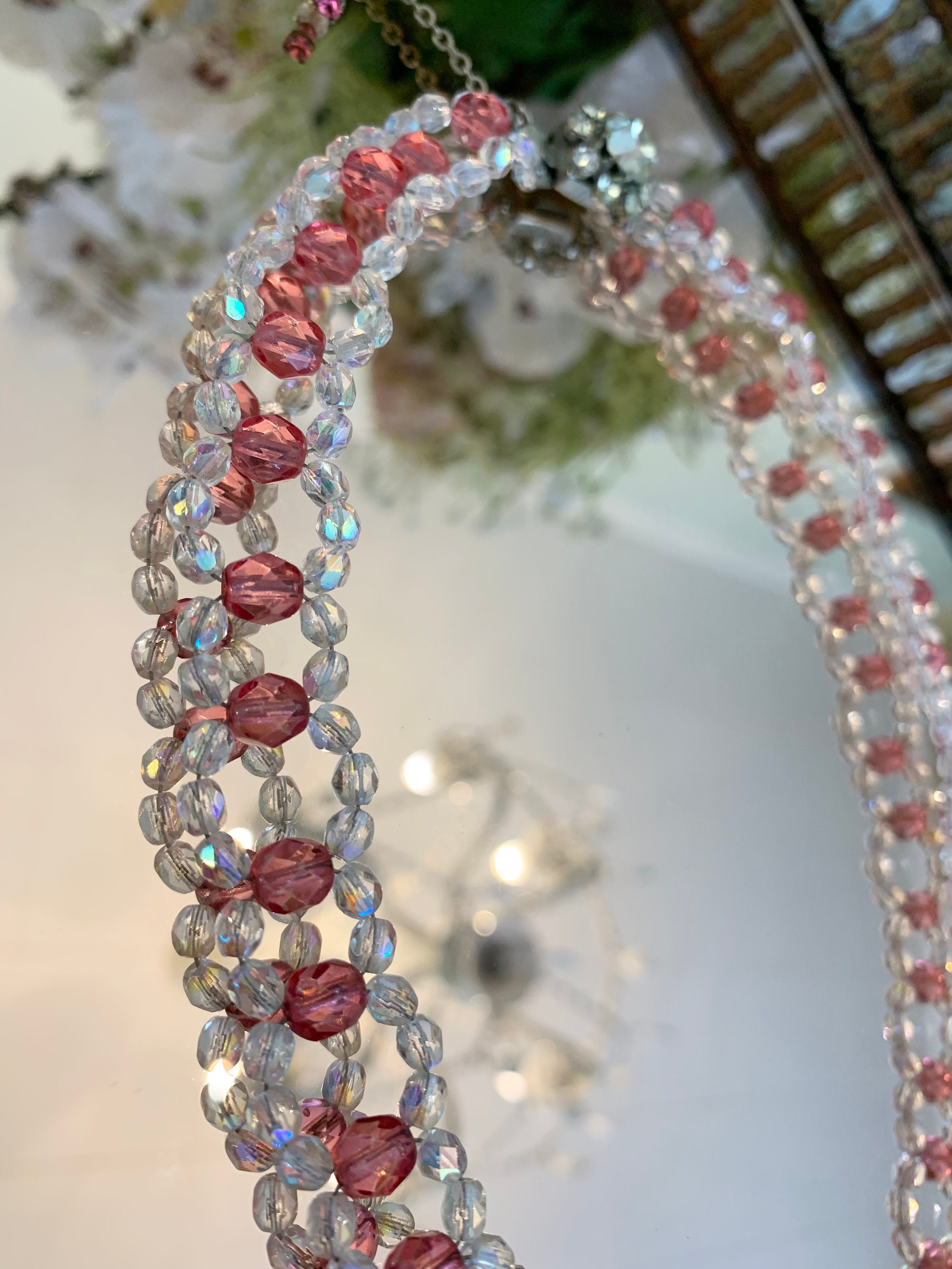 Vintage Hand Made Princess Length Necklace Aurora Crystals - Etsy