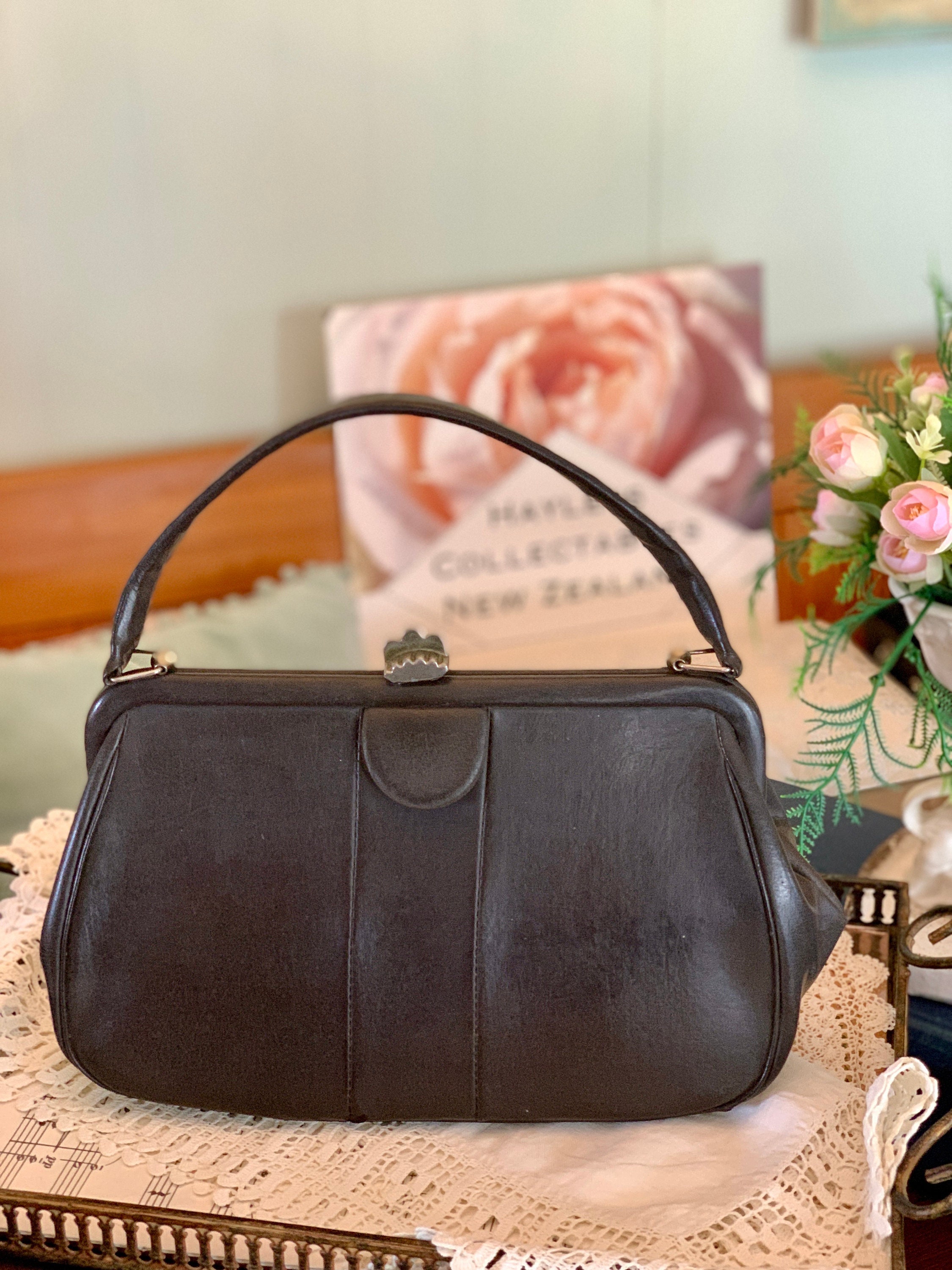 Leather Mid-century Old Vintage Handbag New Zealand Made by | Etsy