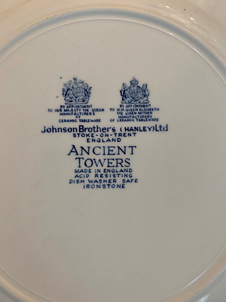 Doubled Crested Ancient Towers Pattern Vintage Blue & - Etsy