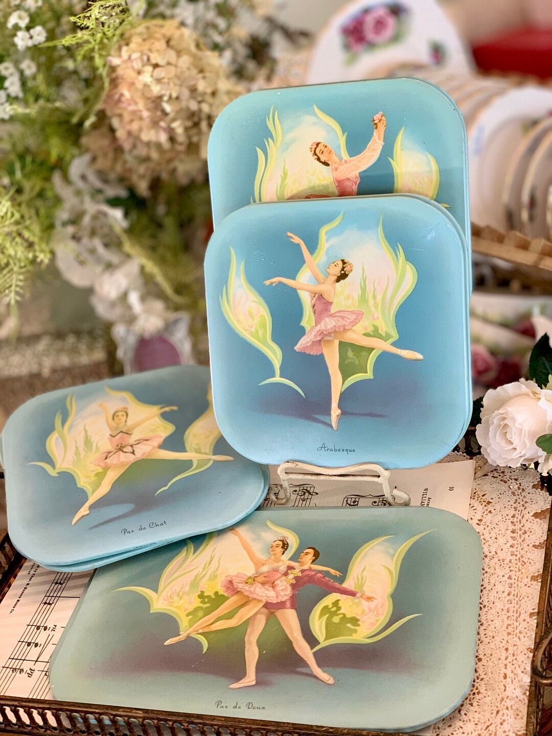 Set of 8 Cork Backed Ballerina Table Mats Mid Century - Etsy