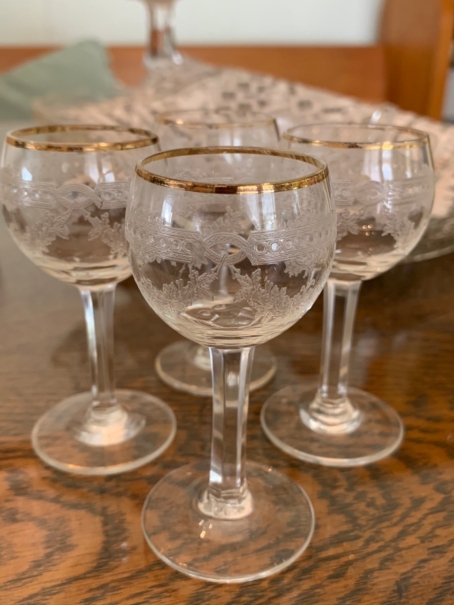 Etched Antique Small Stemmed Glasses Etsy