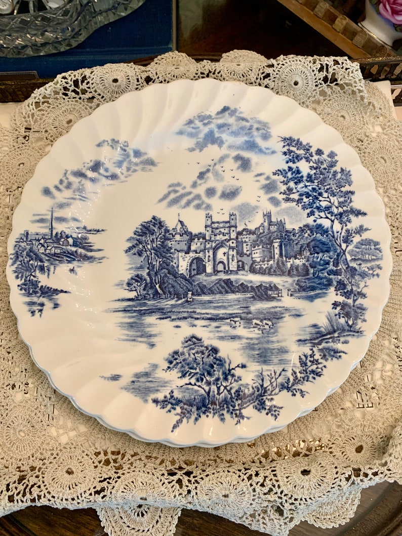 Doubled Crested Ancient Towers Pattern Vintage Blue & - Etsy