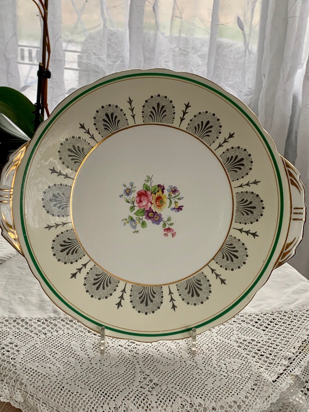 Beautiful Cake Plate by Ansley Collectable Rare HTF Quality Fine Bone ...