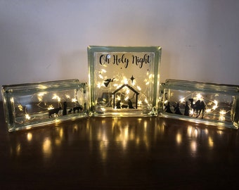 Nativity Glass Block | Etsy