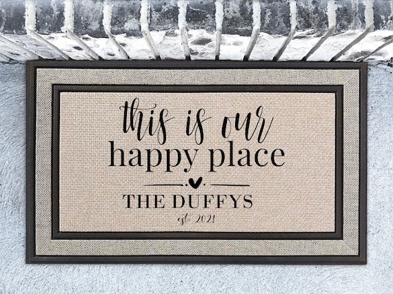 This is Our Happy Place Door Mat Custom 18x30 or 30x47 - Etsy