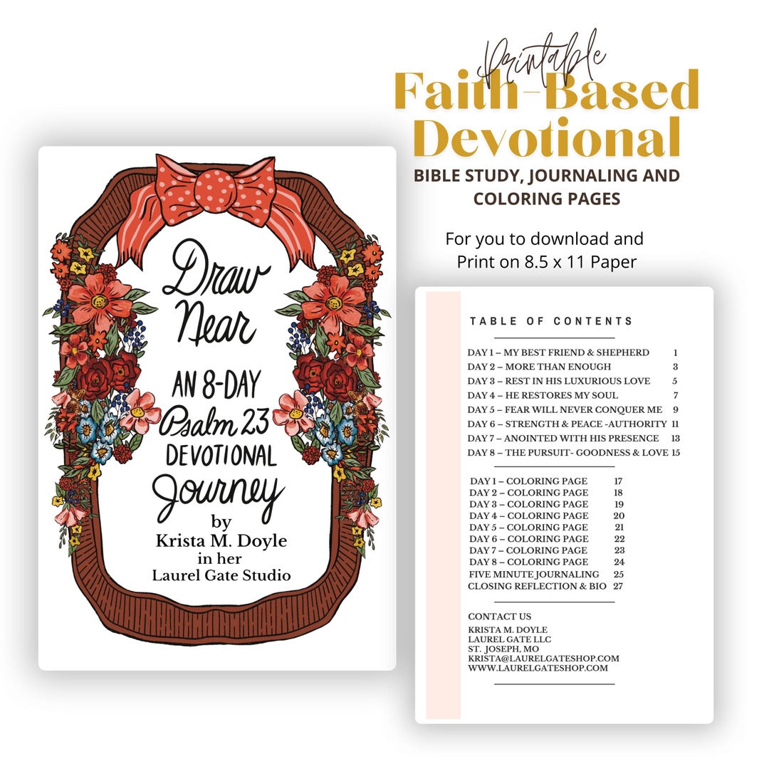 Psalm 23 Printable Devotional: Christian Women's Bible Study & Coloring ...
